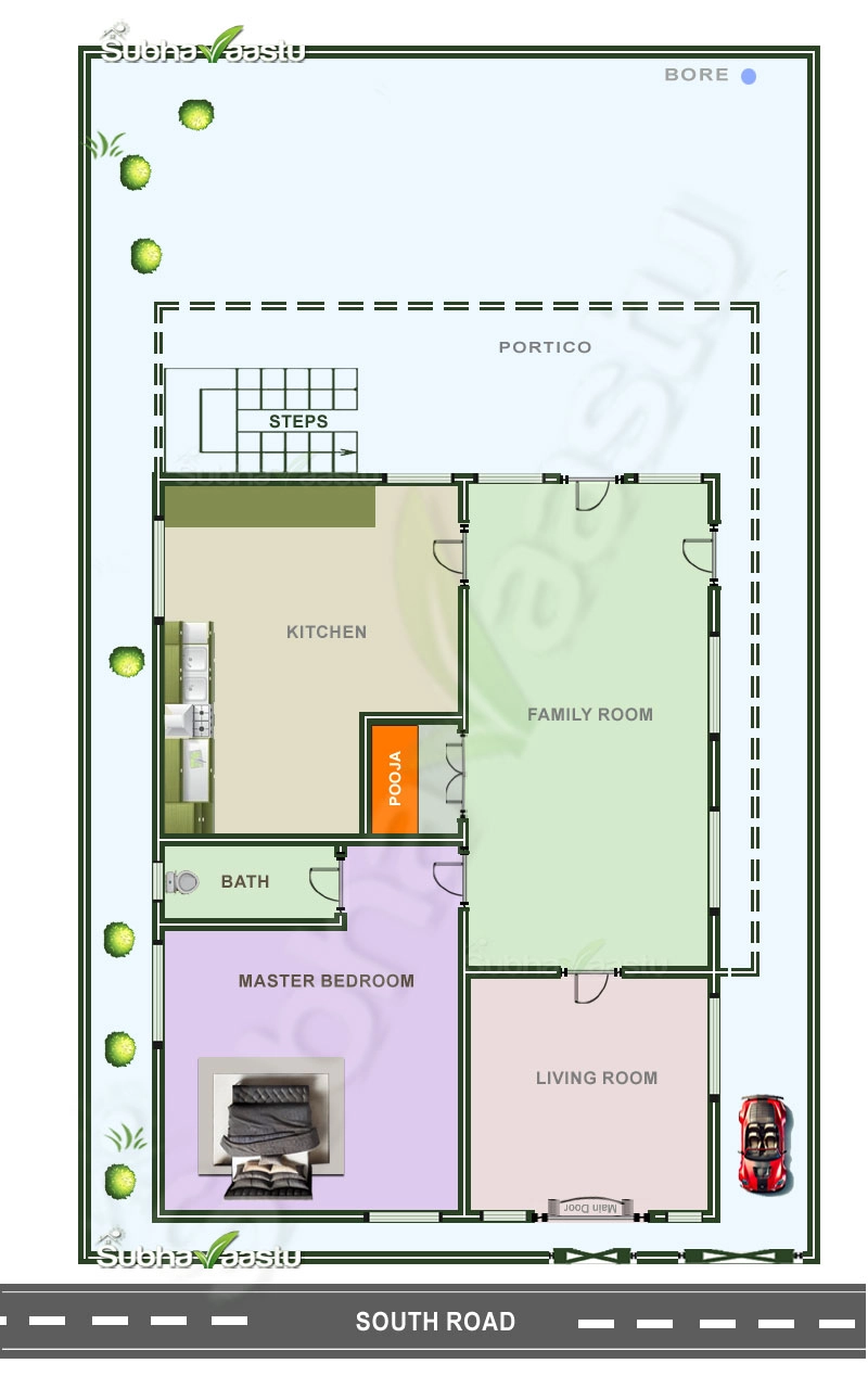 House Plan For South Facing Plot With Two Bedrooms 500+ Free House